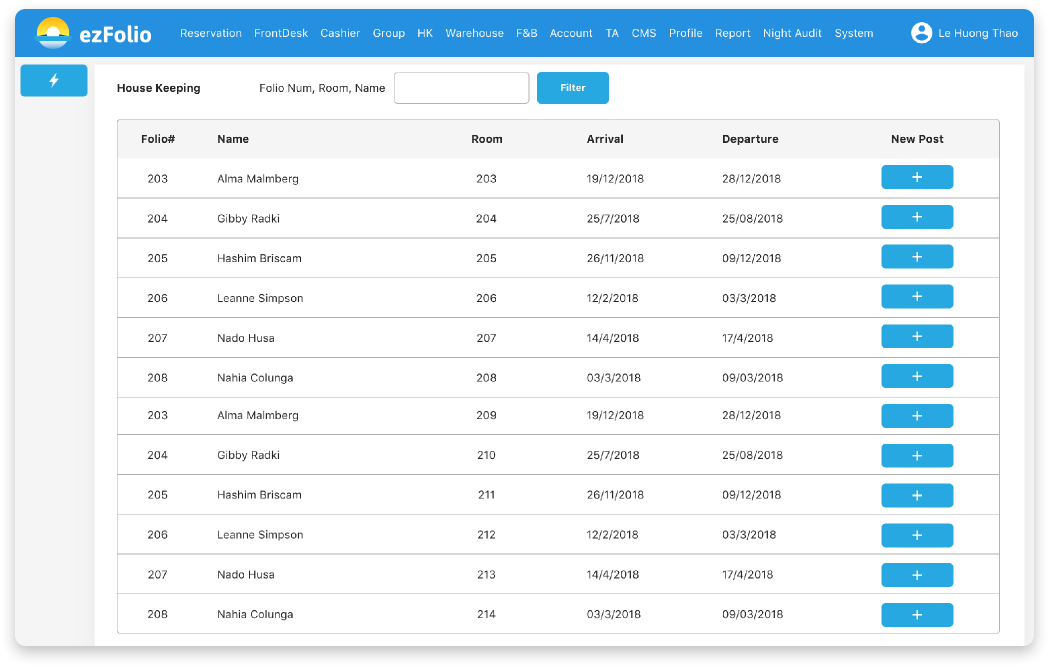 ezFolio - Phần mềm quản lý khách sạn 3 - 5 sao chuyên nghiệp